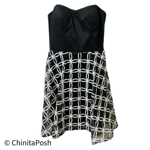 Hailey Logan | Dresses | Hailey Logay By Adrianna Papell Black White Strapless Dress | Poshmark